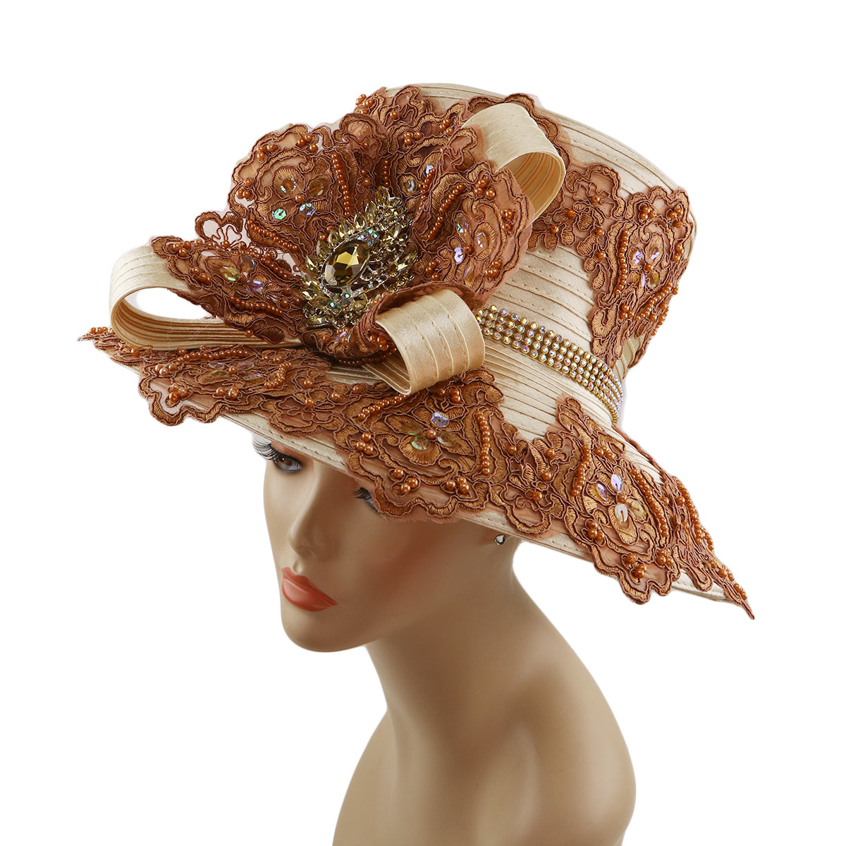 Satin Ribbon Church Hat, Elegant Hats, Derby, Rhinestone, Hatpin ...