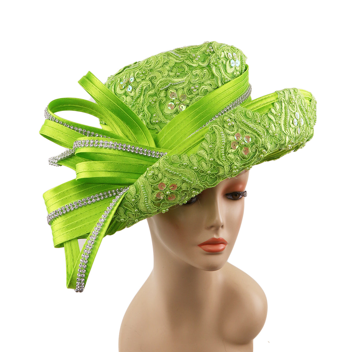 Satin Ribbon Church Hat, Elegant Hats, Derby, Rhinestone, Hatpin ...