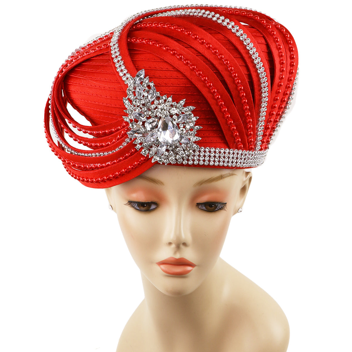 Satin Ribbon Church Hat, Elegant Designer Hat, Rhinestone, Pillbox ...