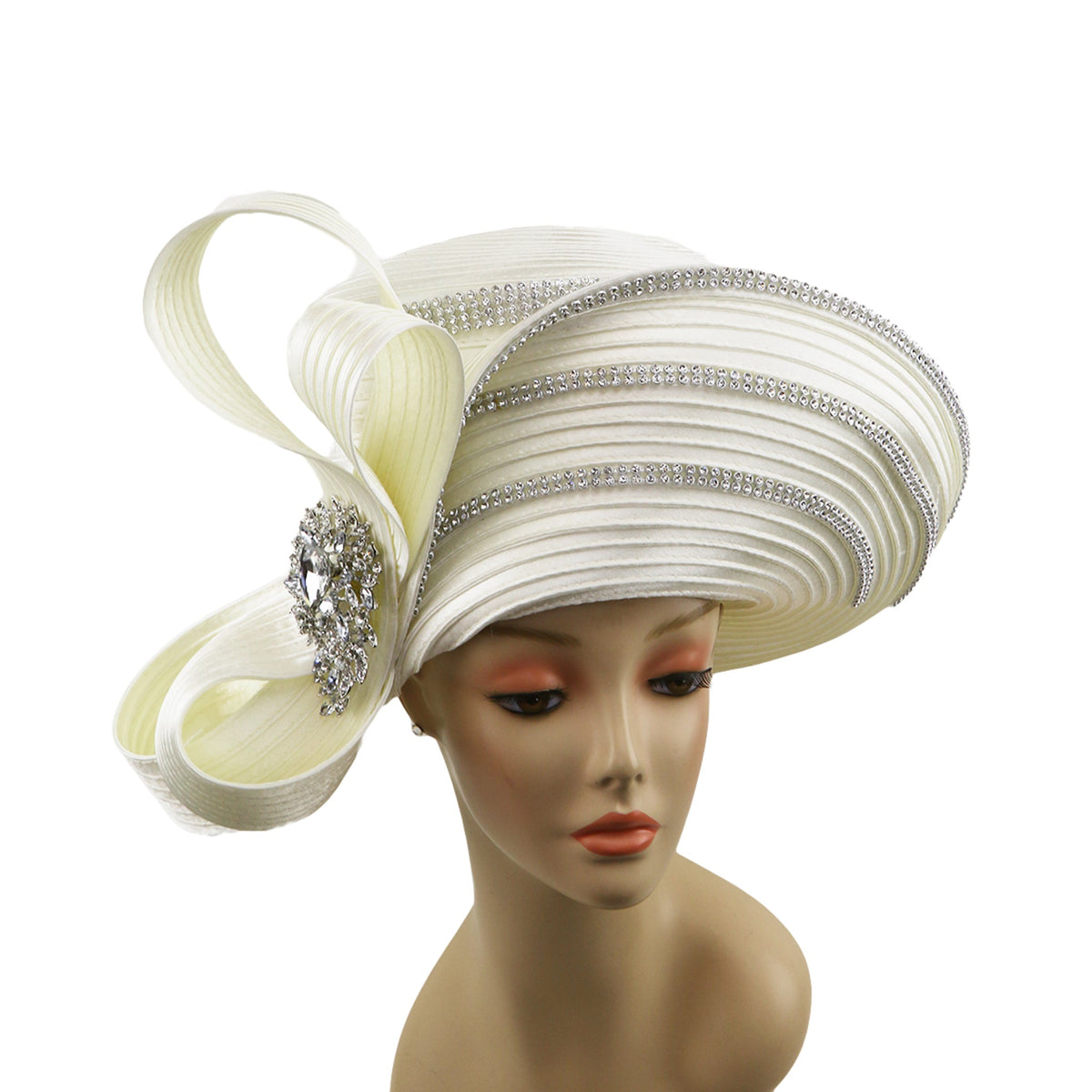 Satin Ribbon Church Hat, Leopard Print, First Lady Hats, Rhinestone ...