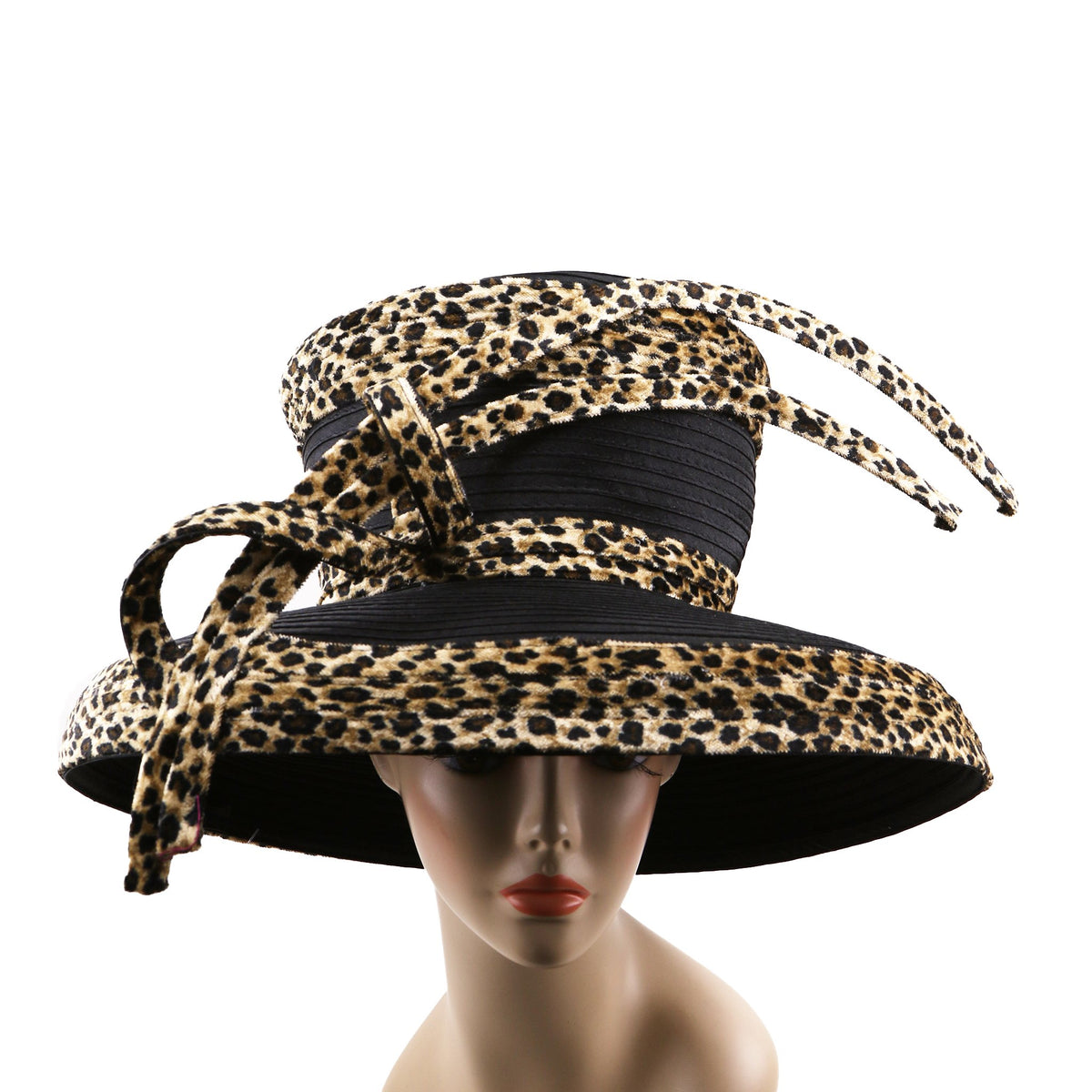 Satin Ribbon Church Hat, Leopard Print, First Lady Hats, Fascinator ...