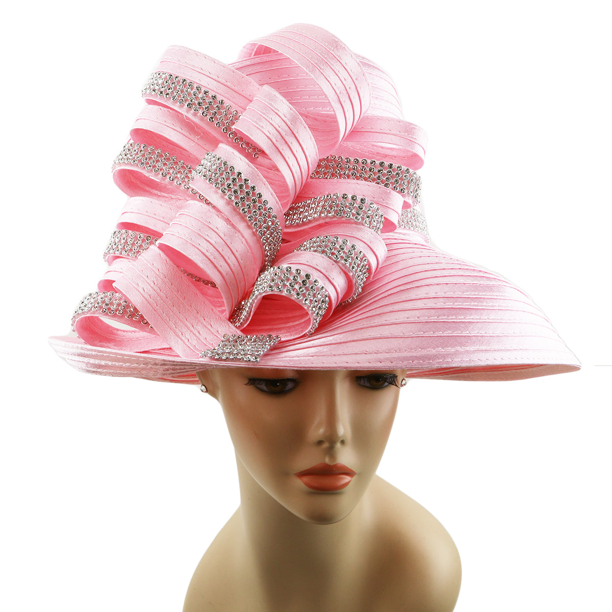 Satin Ribbon Church Hat, Hatbody, Rhinestone, Elegant Hats, Hatpin ...