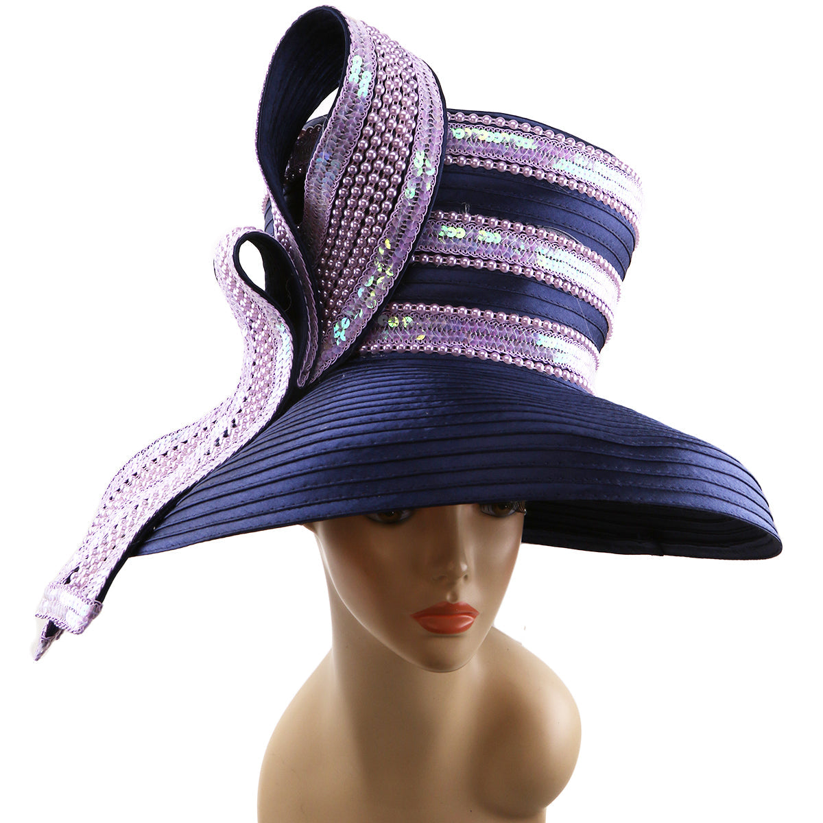 Satin Ribbon Church Hat, Derby, Elegant Hats, Rhinestone – EssenceHat
