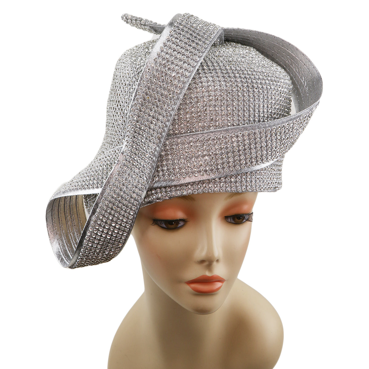 Satin Ribbon Church Hat, Elegant Designer Hat, Rhinestone, Pillbox ...